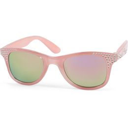 Wayfarer styleBREAKER "M&auml;dchen Nerd Sonnenbrille mit Strass", Jungen, rosa (gestell rose, glas pink verspiegelt), Modisch, Sonnenbrillen