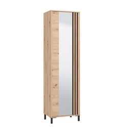 Garderoben-Set Home Affaire "LAVAL, Flurm&ouml;bel, Dielenm&ouml;bel, Flurschrank, Flurgarderobe B= 221 cm", artisan eiche, B:221cm H:192,5cm T:40cm, Glas, Kunststoff, MDF, Metall, Spanplatte, Kastenm&ouml;bel-Sets, Inkl. 2 Schr&auml;nken, Sitzbank, Garderobenpaneel und Wandspiegel
