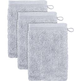 M&ouml;ve Waschhandschuh M&Ouml;VE "Superwuschel", silber, B:15cm L:20cm, Baumwolle, Waschlappen, Waschhandschuh Set mit Bord&uuml;re, 100% Premium Cotton Baumwolle, weich