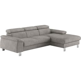 Ecksofa COTTA "Komaris L-Form, B: 244 cm", elephant, B:244cm H:72cm T:166cm, 94% POLYESTER (PES) 6%POLYAMID (PA), Sofas, Ecksofa, mit Kopfteilverstellung, optional Bettfunktion, Bettkasten & Licht