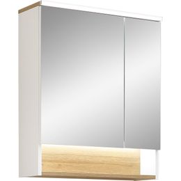Spiegelschrank SAPHIR "mit LED-Kranzbeleuchtung und 1 offenes Fach", wei&szlig;, B:60cm H:71,6cm T:21,4cm, Holzwerkstoff, Schr&auml;nke, Spiegelschrank