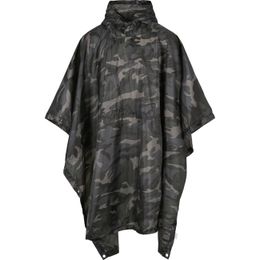 Allwetterjacke Brandit "Brandit Herren Ripstop Poncho", Herren, Gr. onesize, grau (schwarzcamo), 100% Polyester, unifarben, normal, ohne Ausschnitt, Jacken