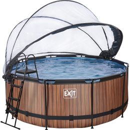 Framepool EXIT "inkl. multifunktionaler Abdeckung und W&auml;rmepumpe", braun, H:122cm &Oslash;:360cm, Schwimmbecken, &Oslash;xH: 360x122 cm, mit Sandfilteranlage, W&auml;rmepumpe, Sicherheitsleiter