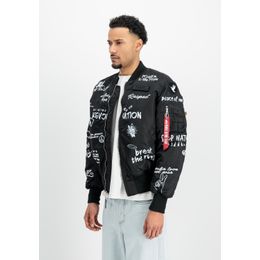 Bomberjacke Alpha Industries "MA-1 Peace", Herren, Gr. 3XL, schwarz, Obermaterial: 100% Nylon; Futter: 100% Nylon; F&uuml;llung: 100% Polyester, Jacken Bomberjacke