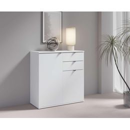 Kommode Home Affaire "THALIANA Sideboard mit 2 T&uuml;ren und 2 Schubladen, Breite 80 cm", wei&szlig;, B:80cm H:83,5cm T:35cm, FSC-zertifizierter Holzwerkstoff, Spanplatte, Sideboards, Kommode, Schrank in 3 Farben erh&auml;ltlich, schwarze Metallgriffe, viel Stauraum