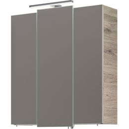 Spiegelschrank SAPHIR "mit 1 Leuchte und 6 Einlegeb&ouml;den", sanremo eiche terra quer nachbildung, B:68cm H:73cm T:20cm, Holzwerkstoff, Schr&auml;nke, Spiegelschrank
