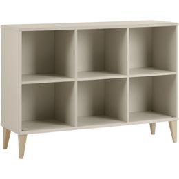 Sideboard Paidi "JONTE in Beige, 6 offene F&auml;cher", cashmere, beige, B:124cm H:87cm T:38cm, Spanplatte, Sideboards, Sideboard, stabiles Regal mit Massivholz-F&uuml;&szlig;en, offenes Standregal