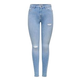 Skinny-fit-Jeans Only "ONLPOWER MW PUSH UP DES DNM", Damen, Gr. L, L&auml;nge 30, light blau denim, Denim/Jeans, Obermaterial: 92% Baumwolle, 6% Polyester, 2% Elasthan, Destroyed-Effekte, unifarben, skinny fit lang, Jeans, Baumwollmischung, Regular Waist