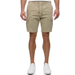 Cargoshorts INDICODE "INBouillon Shorts", Herren, Gr. L, N-Gr, stone, Sweatware, Obermaterial: 85% Baumwolle, 13% Polyester, 2% Elasthan, unifarben, regular fit knielang, Hosen