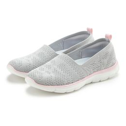 Slipper Lascana "Ballerina, Sneaker, Freizeitschuh, Slip-On-Sneaker", Herren, Gr. 36, blau (grau, ros&eacute;), Obermaterial: 100% Textilmaterial. Decksohle: 100% Textilmaterial. Futter: 100% Textilmaterial. Laufsohle: 100% Synthetik, kontrastfarbene Details, mehrfarbig, unifarben, unifarben mit Farbeinsatz, Basic, Schuhe Slipper, NEU zum Reinschl&uuml;pfen, ultraleicht VEGAN