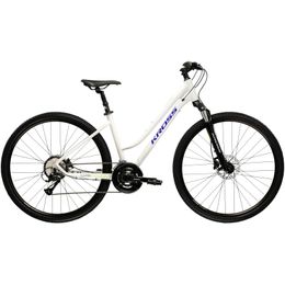 Crossrad KROSS "KROSS Crossrad Damen 28" Evado 4.0 grau 16 G&auml;nge" Gr. 43, grau, blau, schwarz, Fahrr&auml;der, 43cm, 28 Zoll (71,12cm) hinten: 28 Zoll (71,12cm)