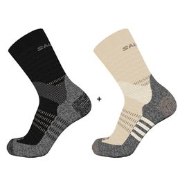 Sportsocken Salomon "X ULTRA ACCESS CREW 2-PACK", Herren, Gr. M (39/41), schwarz (bleached sand, schwarz), Obermaterial: 40% Polypropylen, 20% Wolle, 20% Polyacryl, 18% Polyamid, 2% Elasthan, Socken Sportsocken, f&uuml;r sportive Aktivit&auml;ten, sportlicher Stil, f&uuml;r Erwachsene