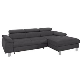 Ecksofa COTTA "Komaris L-Form, B: 244 cm", grau, B:244cm H:72cm T:166cm, Microfaser PRIMABELLE (100% Polyester);Kunstleder SOFTLUX(100%Polyurethan);Feinstruktur (100% Polyester);Kunstleder SOFTLUX/Struktur (100%Polyurethan, 90%Polyester, 10% Polyacryl), Sofas, Ecksofa, mit Kopfteilverstellung, optional Bettfunktion, Bettkasten & Licht