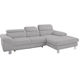 Ecksofa COTTA "Driver L-Form", grau, B:268cm H:73cm T:169cm, Struktur (100% Polyester);Chenille (90% Polyester, 10% Polyamid), Sofas, Ecksofa, mit Kopfteilverstellung, wahlweise mit Bettfunktion & Bettkasten