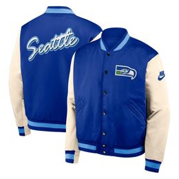 Bomberjacke Nike "Nike Collegejacke Seattle Seahawks Nike Legacy Bomber Jacket", Damen, Gr. L, blau, Popeline;Jersey, 100% Polyester, Jacken Bomberjacke