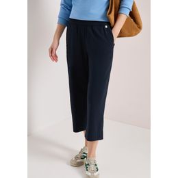 3/4-Hose Cecil, Damen, Gr. L, L&auml;nge 22, universal blau, Web, 66% Baumwolle, 30% Polyester, 4% Elasthan, unifarben, loose fit 3/4-L&auml;nge, Hosen, High Waist