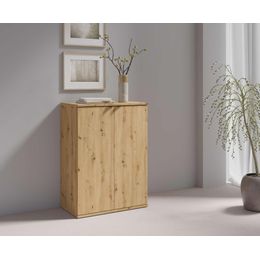 Kommode Home Affaire "THALIANA Sideboard mit 2 T&uuml;ren, modernes Design, Breite 60 cm", eiche, B:60cm H:83,5cm T:35cm, FSC-zertifizierter Holzwerkstoff, Spanplatte, Sideboards, Kommode, Schrank in 3 Farben erh&auml;ltlich, schwarze Metallgriffe, viel Stauraum