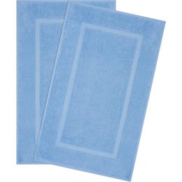 Badematte HAMMETEX "Hotelmatte, Duschvorleger", hellblau, H:5mm, Baumwolle, Badematten, Badematte, 2-teiliges Set, einfarbig, 100% Baumwolle