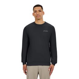 Longsleeve Berghaus "M LOGO CREW LIGHT", Herren, Gr. L, jet schwarz, Obermaterial: 73% Baumwolle, 22% Polyester, 5% Elasthan, normal, Rundhals, Shirts, superwarme Schicht, sportlicher Stil, Rundhalsausschnitt