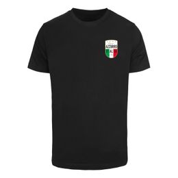 T-Shirt MisterTee "MisterTee Azurro Italia Crest Tee", Damen, Gr. L, schwarz, 100% Baumwolle, bedruckt, normal, Rundhals, Shirts T-Shirt