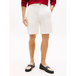 Chinoshorts Tommy Hilfiger "DOVER", Herren, Gr. 30, N-Gr, ivory petal, Web, Obermaterial: 75% Polyester, 17% Baumwolle, 8% Elasthan, regular fit kniefrei, Hosen Chinoshorts, mit Flag-Stickerei