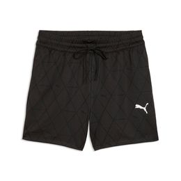 Trainingsshorts Puma "SPORT HIGH-RISE JERSEY SHORTS 4", Damen, Gr. L, N-Gr, Puma schwarz, Piqu&eacute;, Obermaterial: 100% Polyester, unifarben, regular fit kurz, Hosen, Regular Fit, mit Eingrifftaschen, mit Kordelverschluss