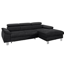 Ecksofa COTTA "Komaris L-Form, B: 244 cm", schwarz, B:244cm H:72cm T:166cm, Microfaser PRIMABELLE (100% Polyester);Kunstleder SOFTLUX(100%Polyurethan);Feinstruktur (100% Polyester);Kunstleder SOFTLUX/Struktur (100%Polyurethan, 90%Polyester, 10% Polyacryl), Sofas, Ecksofa, mit Kopfteilverstellung, optional Bettfunktion, Bettkasten & Licht