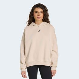 Sweatshirt adidas Sportswear "3-STREIFEN STUDIO HOODIE", Damen, Gr. L, crystal linen, Obermaterial: 70% Baumwolle, 30% Polyester, normal, V-Ausschnitt, angesetztes B&uuml;ndchen, Sweatshirts Sweatshirt