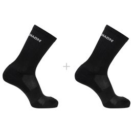 Sportsocken Salomon "EVASION CREW 2-PACK", Damen, Gr. L (42/44), schwarz (schwarz, schwarz), Obermaterial: 65% Baumwolle, 32% Polyamid, 3% Elasthan, Socken Sportsocken