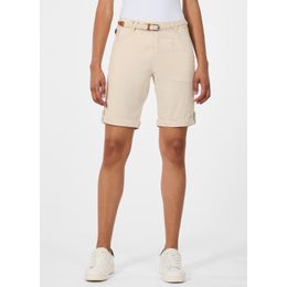 Bermudas Ragwear "YOTO", Damen, Gr. 31, N-Gr, ecru, Web, Obermaterial: 98% Baumwolle, 2% Elasthan, unifarben, kniefrei, Hosen Bermudas, Elastischer Twill, leicht gepeached und mit G&uuml;rtel