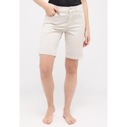 Bermudas Angels "BERMUDA TURN UP", Damen, Gr. 40, N-Gr, lunar rock, Web, Obermaterial: 97% Baumwolle, 3% Elasthan, unifarben, straight fit ca. Mitte Oberschenkel, Hosen Bermudas, mit Umschlagsaum, Stretch, Straight-Fit