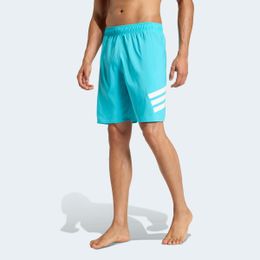 Badeshorts adidas Performance "3-STREIFEN 8-INCH", Herren, Gr. XXL, N-Gr, lucid cyan, wei&szlig;, Obermaterial: 100% Polyester, Badehosen Badeshorts