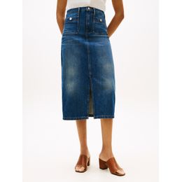 Jeansrock Tommy Hilfiger "DNM NATE MIDI STRAIGHT SKIRT HW", Damen, Gr. 34, nate, Denim/Jeans, Obermaterial: 100% Baumwolle, unifarben, straight fit wadenlang, R&ouml;cke Jeansrock, mit hohem Bund