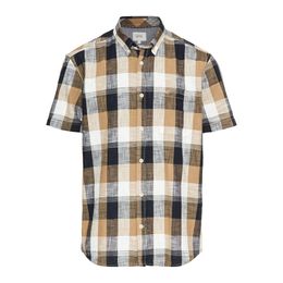 Karohemd Camel Active, Herren, Gr. M, N-Gr, blau (schwarz navy), Web, Obermaterial: 100% Baumwolle, kariert, h&uuml;ftbedeckend, Rundhals, Hemden Karohemd, Kurzarm aus reiner Baumwolle