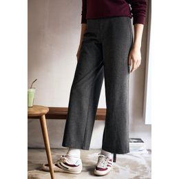 Culotte STREET ONE STUDIO, Damen, Gr. 34, L&auml;nge 30, gravel grau meliert, Stoff, 67% Polyester, 28% Viskose, 5% Elasthan, unifarben, comfort fit kn&ouml;chellang, Hosen Culotte, mit Nadelstreifenmuster