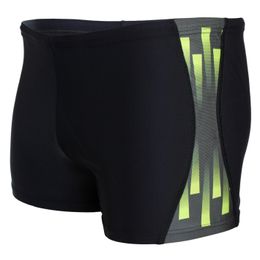 Badehose AQUARTI "Badehose Aquarti Herren Badehose Kurz Sportlich Streifen", Damen, Gr. L, N-Gr, schwarz (schwarz, gr&uuml;n), Obermaterial: 80% Polyamid PA. 20% Elasthan EL., Badehosen Badehose
