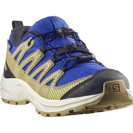Wanderschuh Salomon "XA PRO V8 WATERPROOF", Kinder, Gr. 39, bluing, acid lime, schwarz, Synthetik, Textil, Schuhe Wanderschuh, wasserdicht