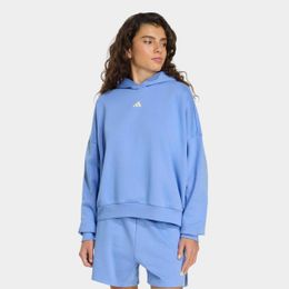 Sweatshirt adidas Sportswear "3-STREIFEN STUDIO HOODIE", Damen, Gr. L, blau fusion, Obermaterial: 70% Baumwolle, 30% Polyester, normal, V-Ausschnitt, angesetztes B&uuml;ndchen, Sweatshirts Sweatshirt