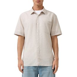 Kurzarmhemd QS, Herren, Gr. L, N-Gr, beige melange, Web, Obermaterial: 55% Leinen, 45% Baumwolle, unifarben, normal h&uuml;ftbedeckend, Rundhals, Hemden, aus Leinenmischung