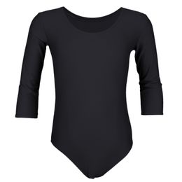 Turnanzug AQUARTI "Body M&auml;dchen Ballett Trikot 3/4 Arm", Kinder, Gr. 128, schwarz, Obermaterial: 80% Polyamid PA. 20% Elasthan EL., Sportanz&uuml;ge