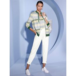 CR&Eacute;ATION L Shirtjacke CREATION L "Shirtjacke", Damen, Gr. 42, ecru, moos, bedruckt, 95% Viskose, 5% Elasthan, bedruckt, gemustert, mehrfarbig, Shirts Shirtjacke