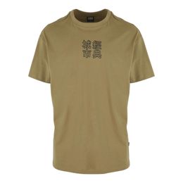 T-Shirt Urban Classics "Urban Classics Herren Chinese Symbol Tee", Damen, Gr. L, khaki, schwarz, 100% Baumwolle, bedruckt, oversize, Rundhals, Shirts T-Shirt