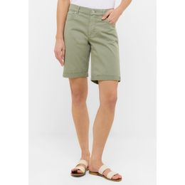 Bermudas Angels "BERMUDA TURN UP", Damen, Gr. 38, N-Gr, eucalyptus, Web, Obermaterial: 97% Baumwolle, 3% Elasthan, unifarben, straight fit ca. Mitte Oberschenkel, Hosen Bermudas, mit Umschlagsaum, Stretch, Straight-Fit