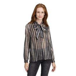 Schlupfbluse Betty Barclay "Damen mit Schleifenknoten", Damen, Gr. 36, schwarz (schwarz, taupe), Web, Obermaterial: 98% Polyester, 2% Polyester, gerade normal, V-Ausschnitt, Blusen Schlupfbluse