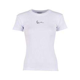 T-Shirt Karl Kani "Karl Kani Small Signature Rib T-Shirt", Damen, Gr. L, wei&szlig;, 95% Baumwolle, 5% Elasthan, bedruckt, slim fit, Rundhals, Shirts T-Shirt