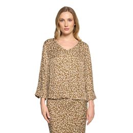 Schlupfbluse Betty Barclay "Damen mit Leoprint", Damen, Gr. 40, beige, khaki, Obermaterial: 100% Viskose, figurumspielend normal, V-Ausschnitt, Blusen Schlupfbluse