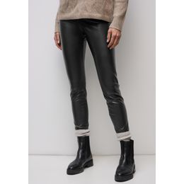 Leggings Street One, Damen, Gr. 46, L&auml;nge 28, schwarzest braun, Stoff, 100% Polyester, unifarben, skinny fit normal, Hosen Leggings, mit Elastikbund