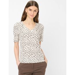 Kurzarmshirt Brax "Style CARINA S", Damen, Gr. 34, braun, 47% Baumwolle, 47% Modal, 6% Elasthan, V-Ausschnitt, Shirts