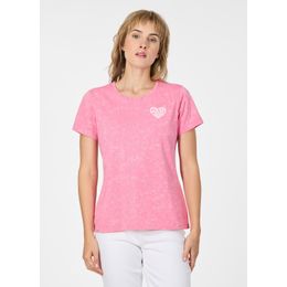 Kurzarmshirt Ragwear "MINTTA PRINT", Damen, Gr. L, pink, Jersey, Obermaterial: 100% Baumwolle, washed, normal, Rundhals, Shirts, Klassischer Fit aus Baumwolle in ausgewaschener Optik mit Herz-Print