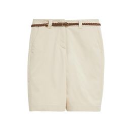 Bermudas comma, Damen, Gr. 42, N-Gr, oat milk, Web, Obermaterial: 65% Baumwolle, 32% Polyester, 3% Elasthan, unifarben, normal kniefrei, Hosen Bermudas, mit Flechtg&uuml;rtel